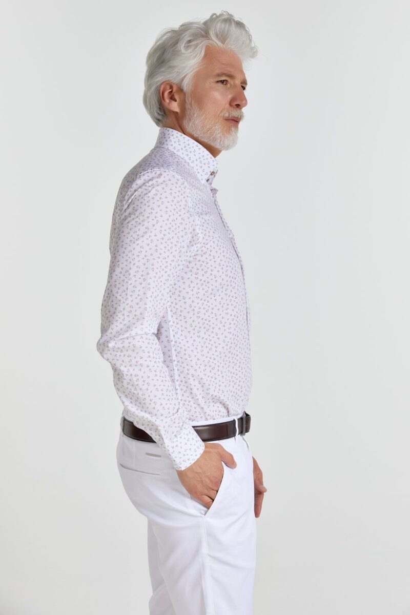 MONTE NAPOLEONE ΠΟΥΚΑΜΙΣΟ ΜΙΚΡΟΣΧΕΔΙΟ SLIM - WHITE BROWN