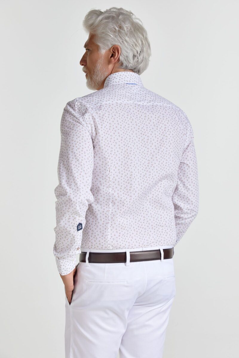 MONTE NAPOLEONE ΠΟΥΚΑΜΙΣΟ ΜΙΚΡΟΣΧΕΔΙΟ SLIM - WHITE BROWN