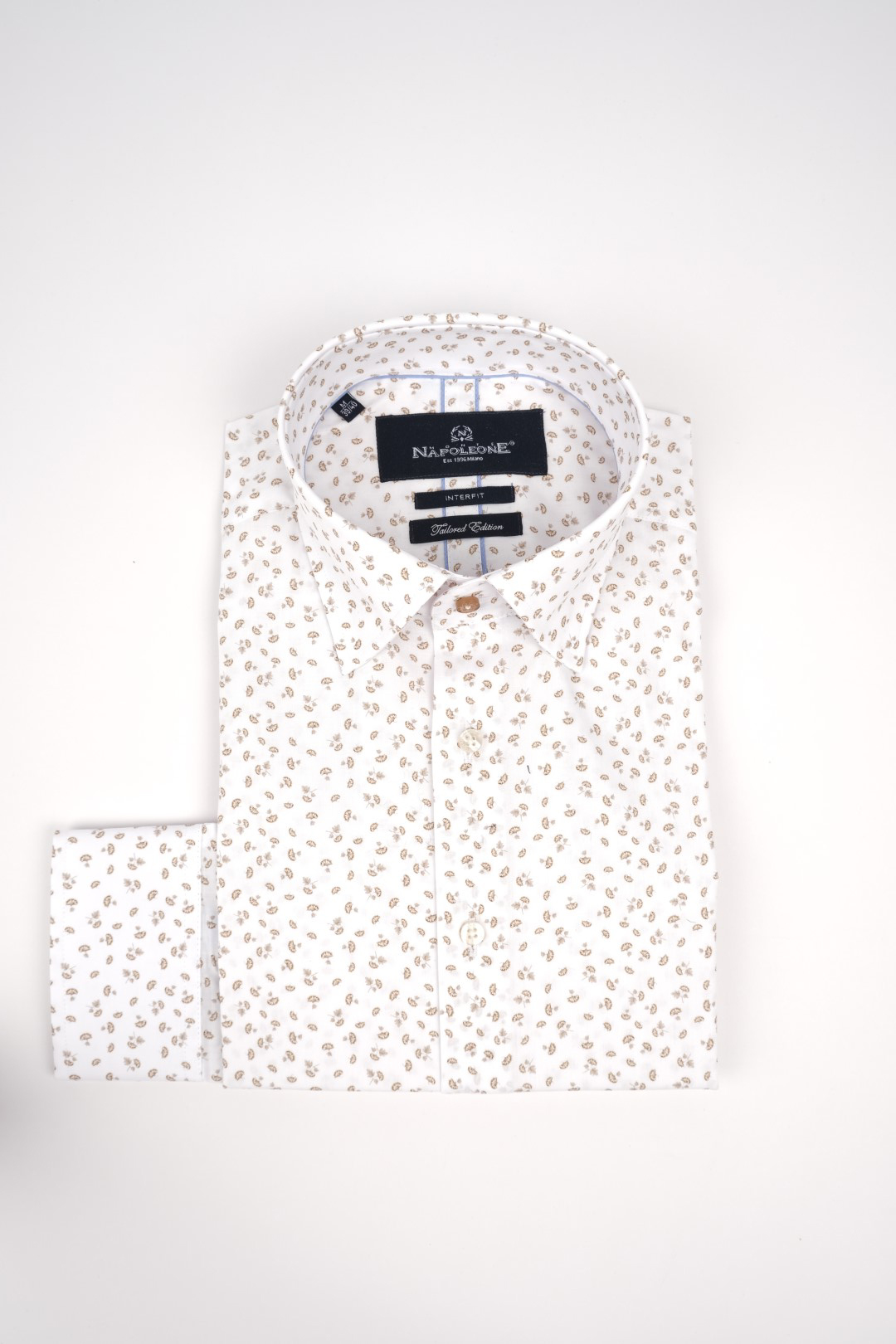 MONTE NAPOLEONE ΠΟΥΚΑΜΙΣΟ ΜΙΚΡΟΣΧΕΔΙΟ SLIM - WHITE BROWN