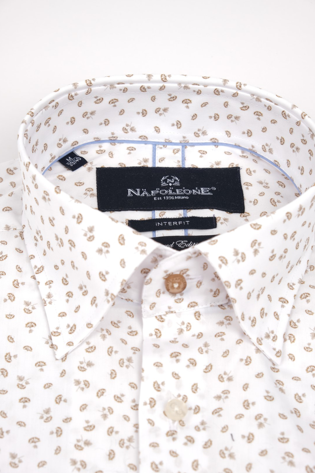 MONTE NAPOLEONE ΠΟΥΚΑΜΙΣΟ ΜΙΚΡΟΣΧΕΔΙΟ SLIM - WHITE BROWN